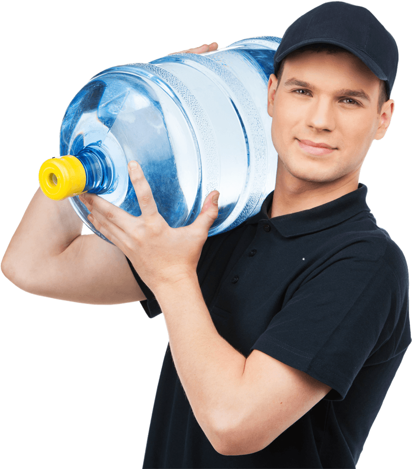 Download 5 Gallon Bottled Water Delivery Man, HD Png Download - kindpng
