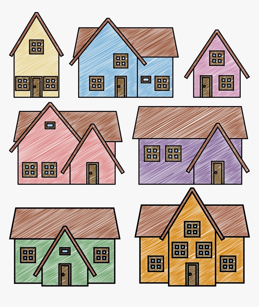 Scribble Houses, HD Png Download - kindpng