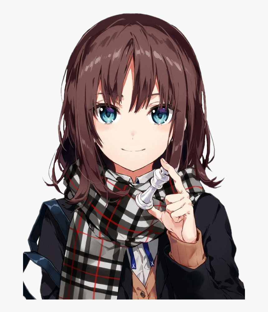 Anime Girl With Brown Hair And Blue Eyes, HD Png Download - kindpng Anime Girl With Brown Hair And Blue Eyes, HD Png Download - kindpng