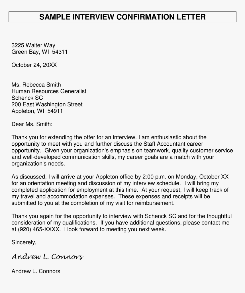 Job Interview Confirmation Email Main Image Formal Letter For