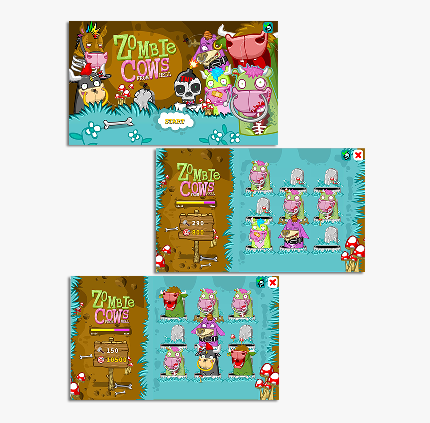 Zombie Cows - Cartoon, HD Png Download - kindpng