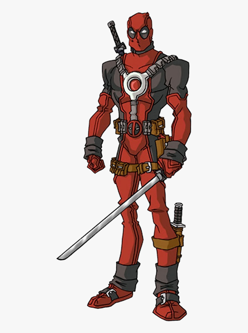 Deadpool Cartoon With Sword, HD Png Download - kindpng