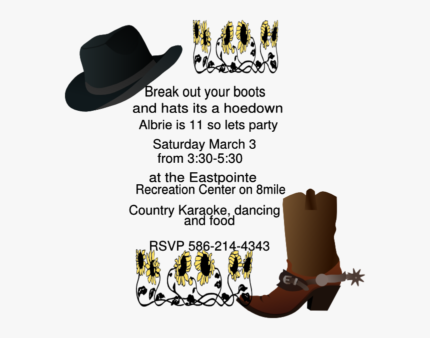 Hoedown Invitation Clipart, HD Png Download - kindpng
