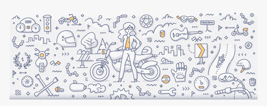 Motorcycle Doodle, HD Png Download - kindpng