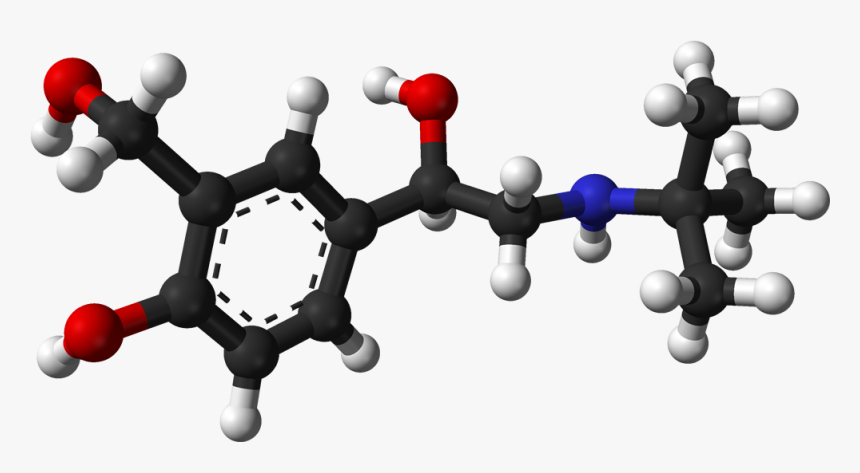 R Salbutamol From Xtal 3d Balls - Salbutamol 3d Structure, HD Png ...
